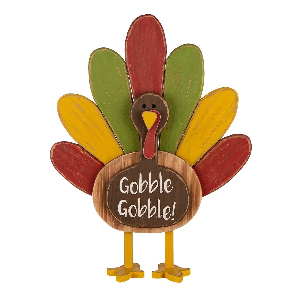 Glitzhome 24" H Thanksgiving Turkey Porch Decoration, Wooden Turkey ...