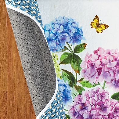Collections Etc Colorful Hydrangeas and Butterflies Braided Accent Rug ...