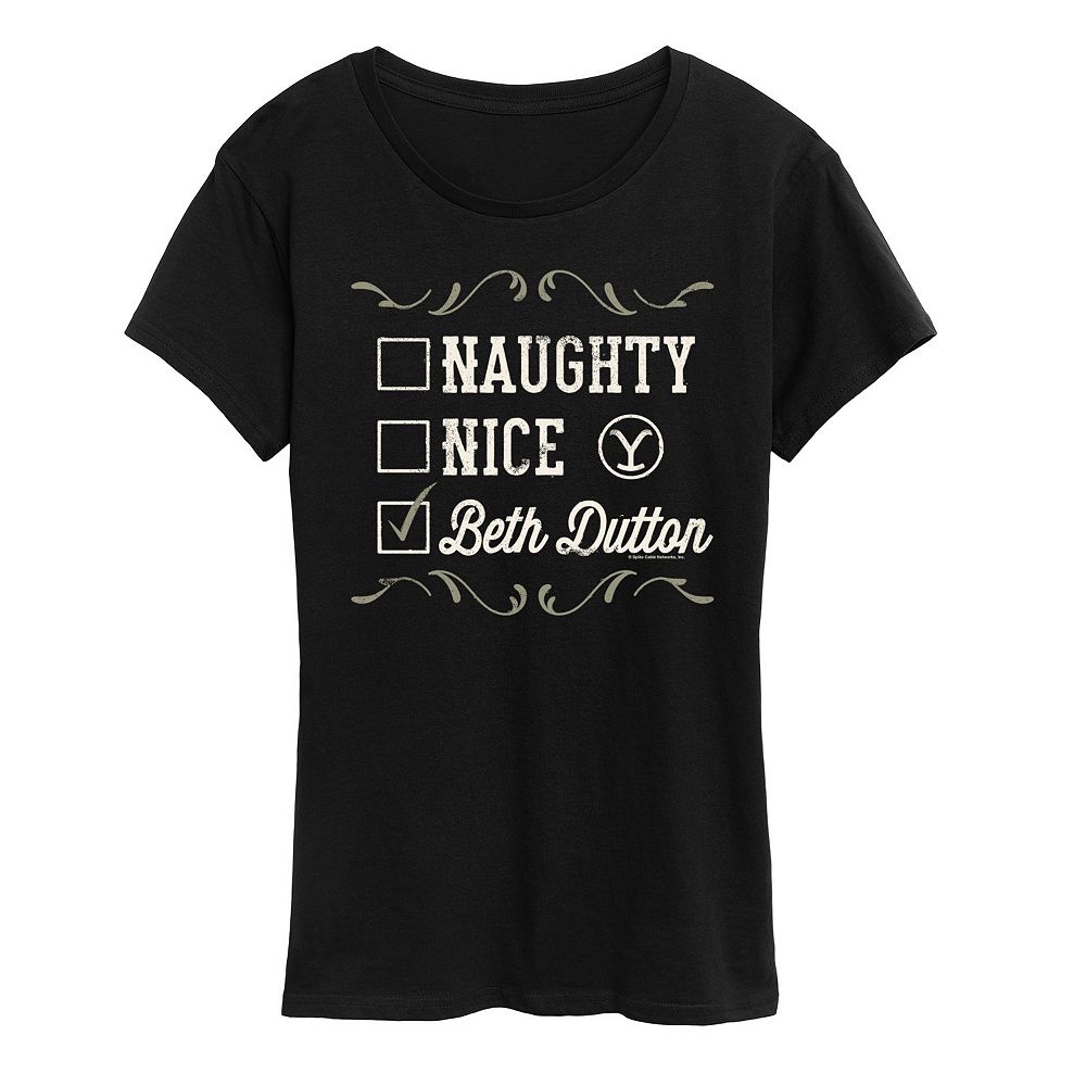 Women's Yellowstone Naughty Nice Beth Dutton Graphic Tee