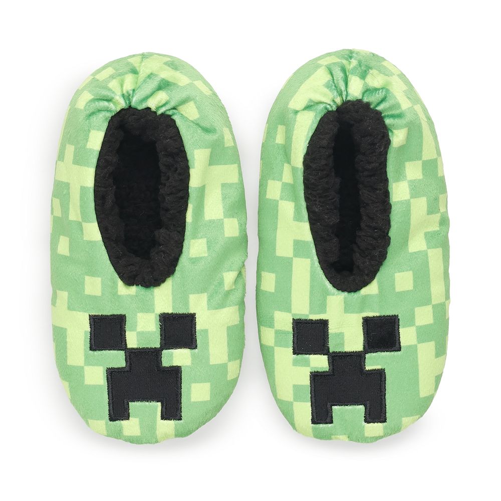 Boys 4-14 Minecraft Creeper Print Slippers