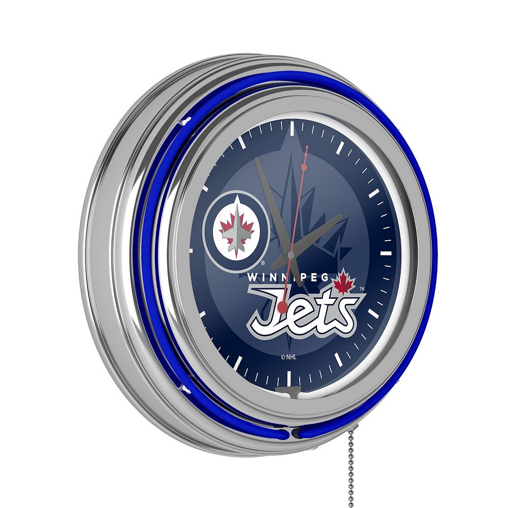 Winnipeg Jets Watermark Retro Neon Wall Clock