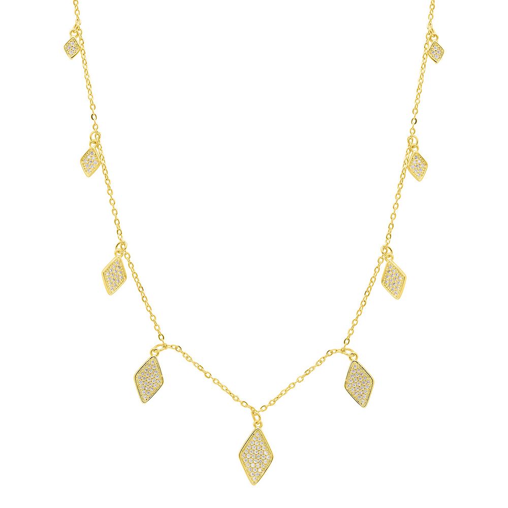 Adornia 14k Gold Tone Diamond-Shape Drop Confetti Necklace