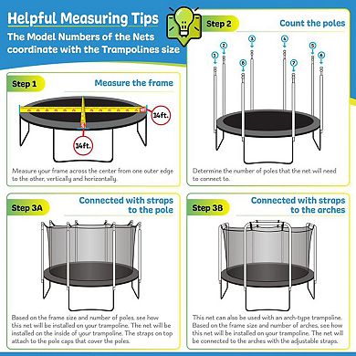 Machrus Upper Bounce Universal Trampolines Safety Net Fits 11 Ft Round ...
