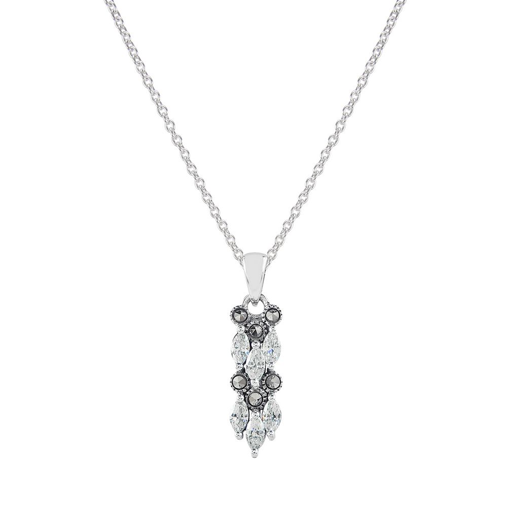 Lavish by TJM Sterling Silver Marcasite & Cubic Zirconia Slim Waterfall ...