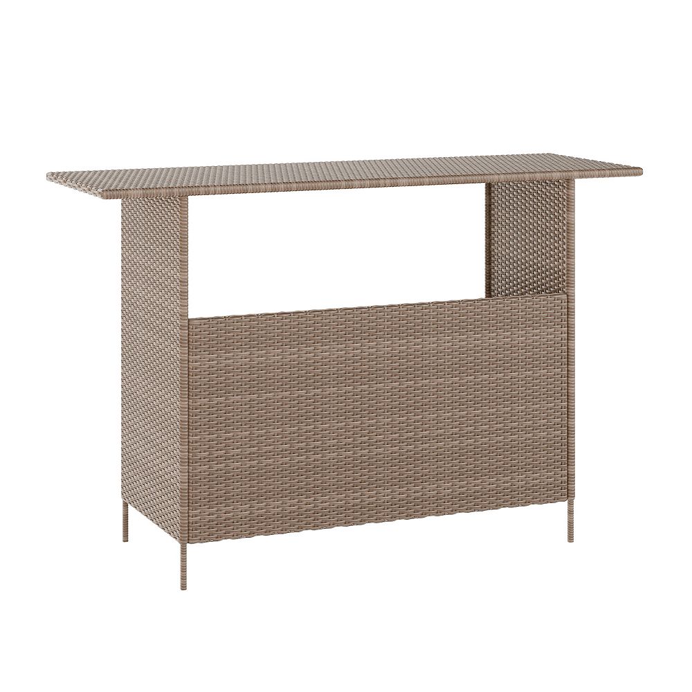 Emma And Oliver Wicker Rattan Counter Height Bar Table For Indoor ...