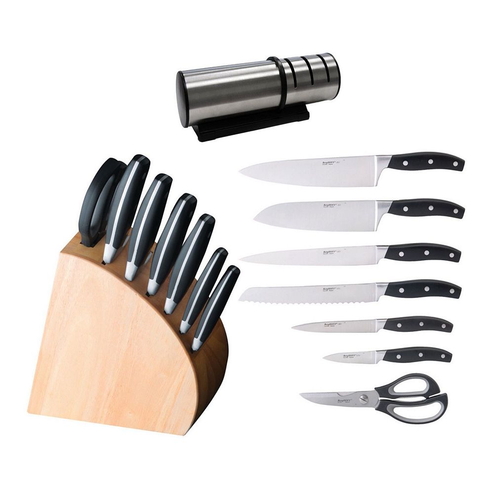 BergHOFF Forged 9-Piece Stainless Steel Knife Block Set with Sharpener