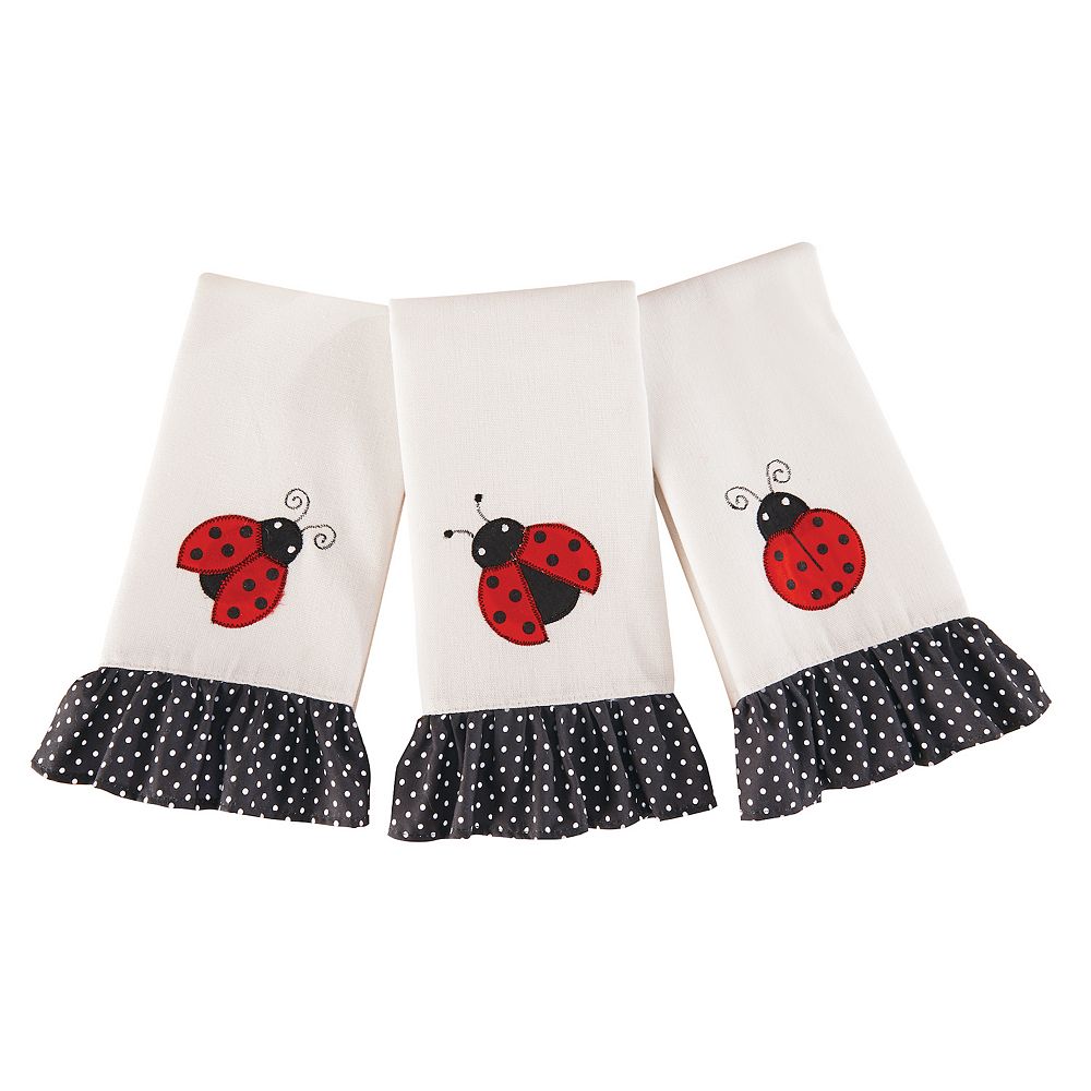 Collections Etc Charming Ladybug Hand Towels - Set Of 3