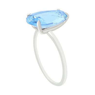 SIRI USA by TJM Sterling Silver Simulated Blue Quartz Oval Statement Ring