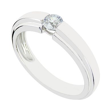 SIRI USA by TJM Sterling Silver Cubic Zirconia Square-Edge Ring