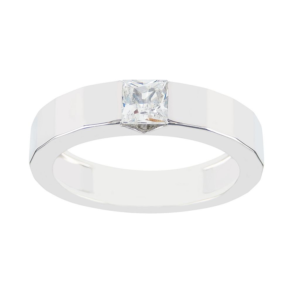 SIRI USA by TJM Sterling Silver Cubic Zirconia Square Inset Ring