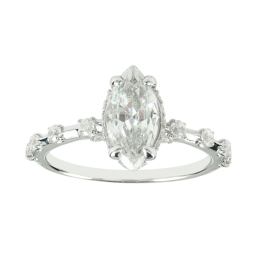 SIRI USA by TJM Sterling Silver Cubic Zirconia Marquise Ring