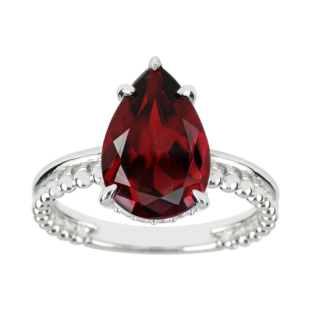 SIRI USA by TJM Sterling Silver Red Cubic Zirconia Teardrop Statement Ring