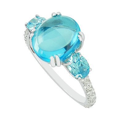 SIRI USA by TJM Sterling Silver Blue Cubic Zirconia 3-Stone Ring