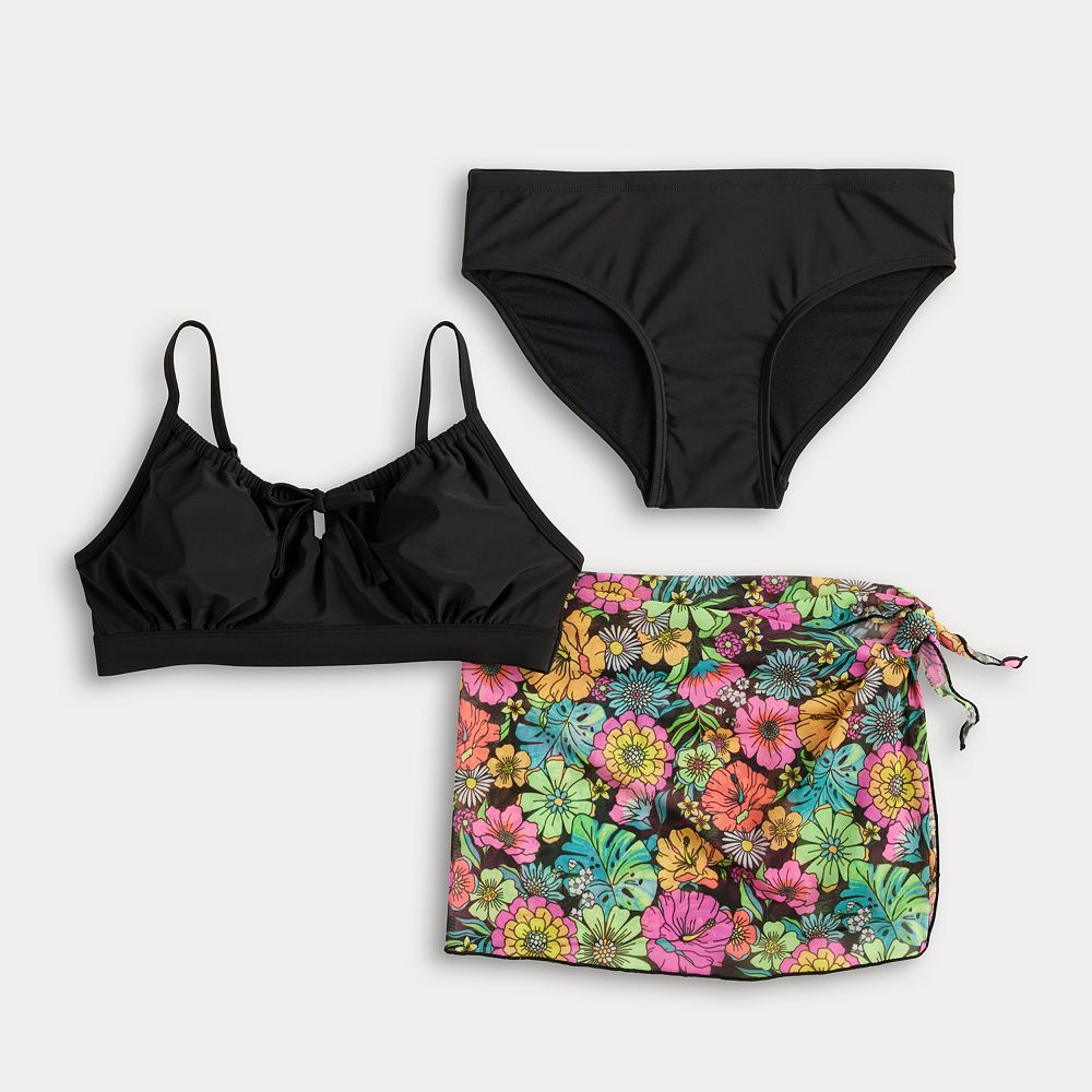 Girls 7-18 Limited Too 3-Piece Bikini Set with Mesh Skirt