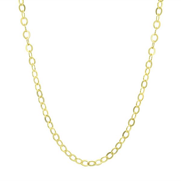 18k Gold Hollow Flat Rolo Chain Necklace