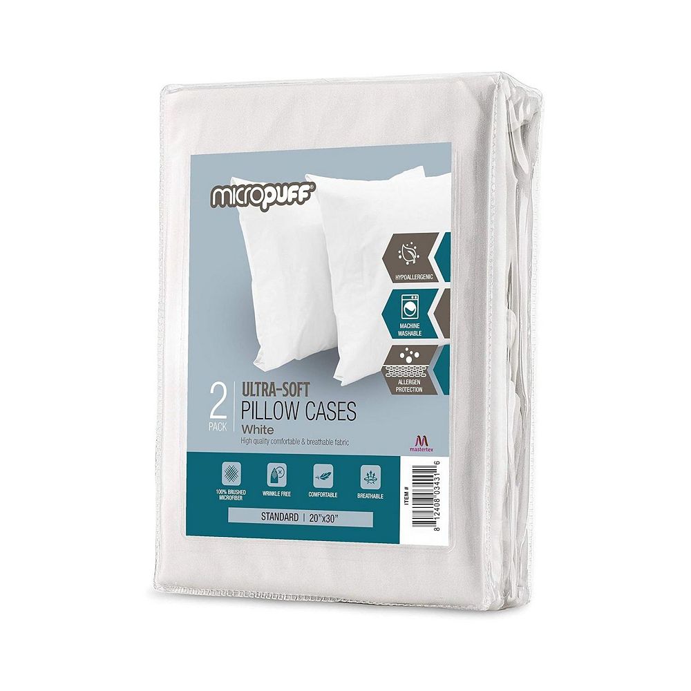 Micropuff Microfiber Pillow Protector With Zipper (2 Pack)