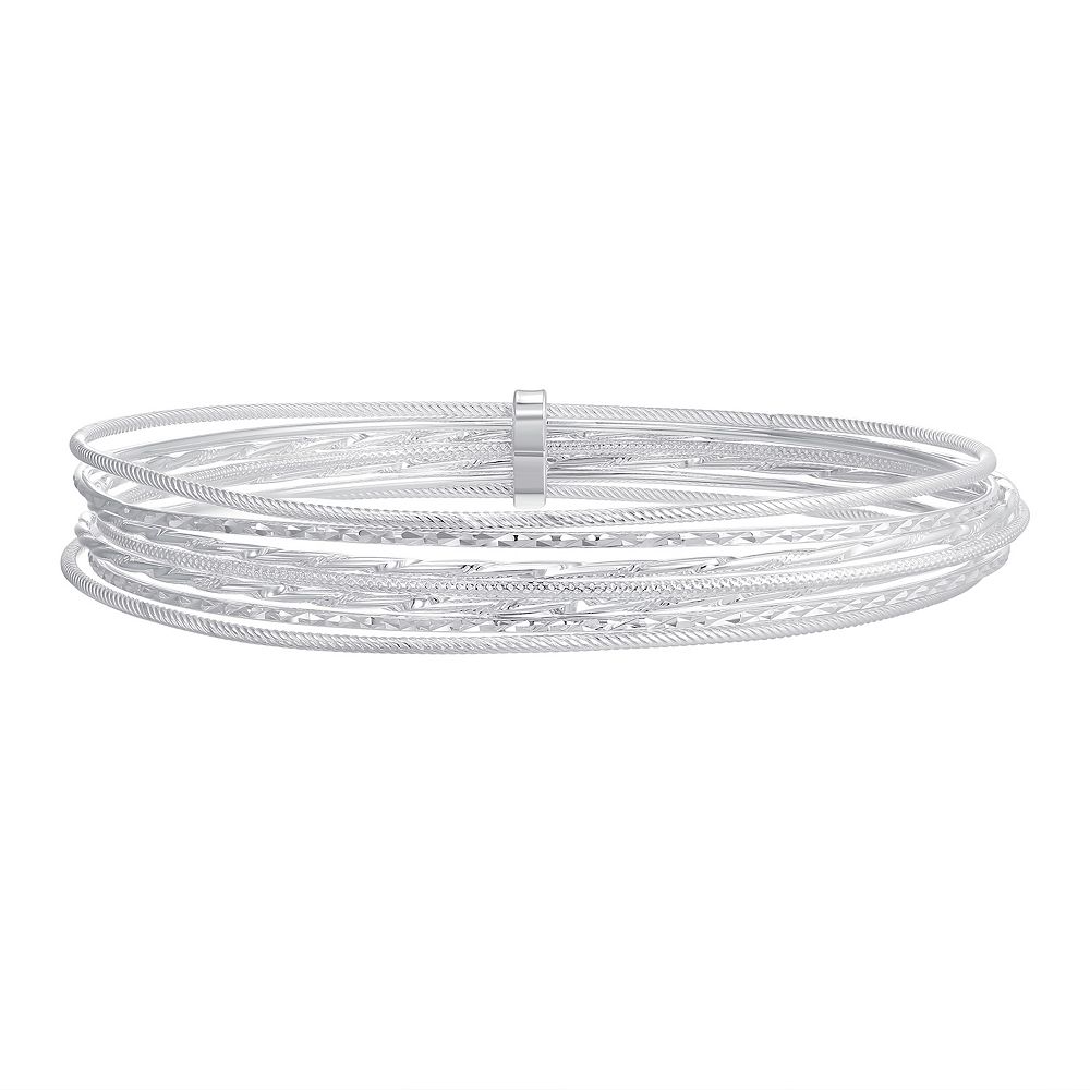 Sterling Silver 7 Row Bangle Bracelet