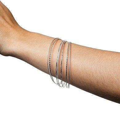 Sterling Silver 7 Row Bangle Bracelet