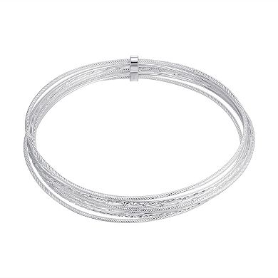 Sterling Silver 7 Row Bangle Bracelet