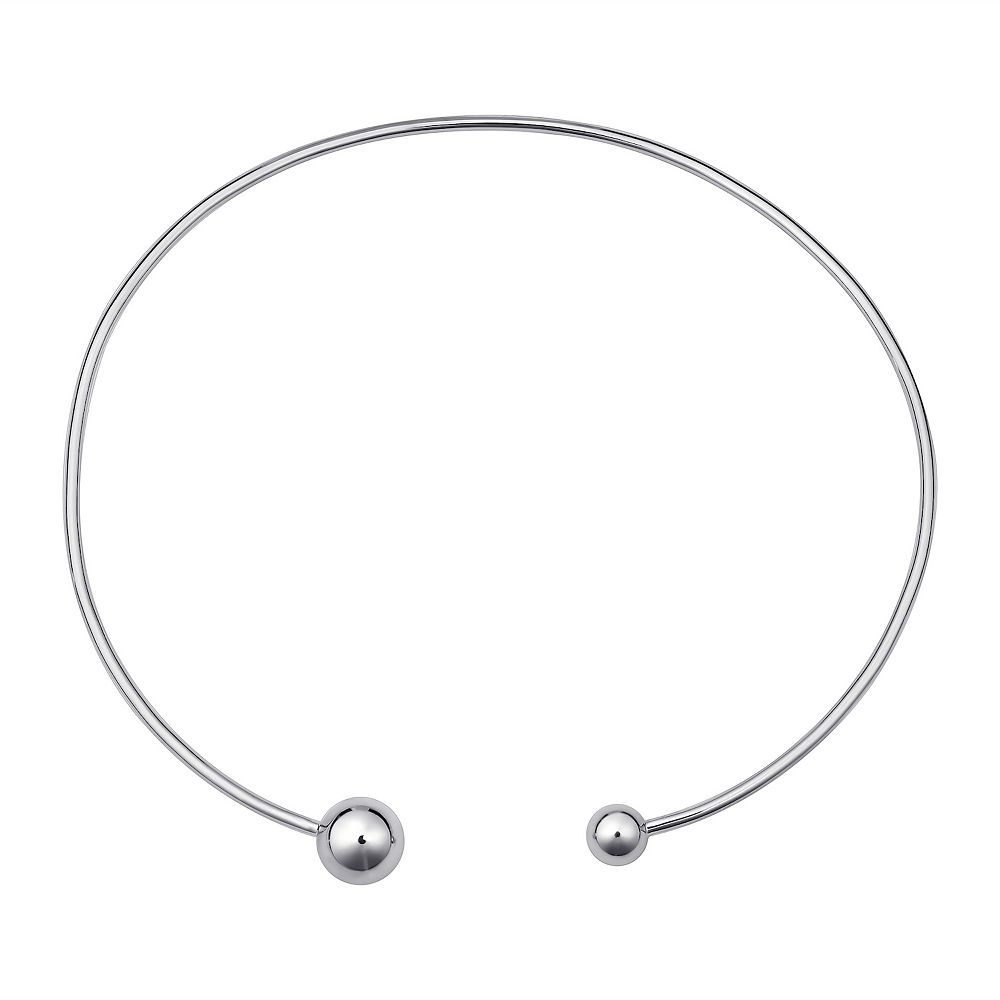 Sterling Silver Ball Accent Open Choker Necklace