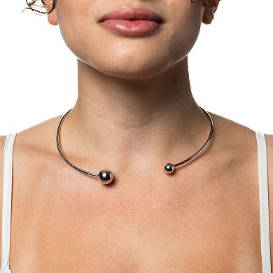 Sterling Silver Ball Accent Open Choker Necklace