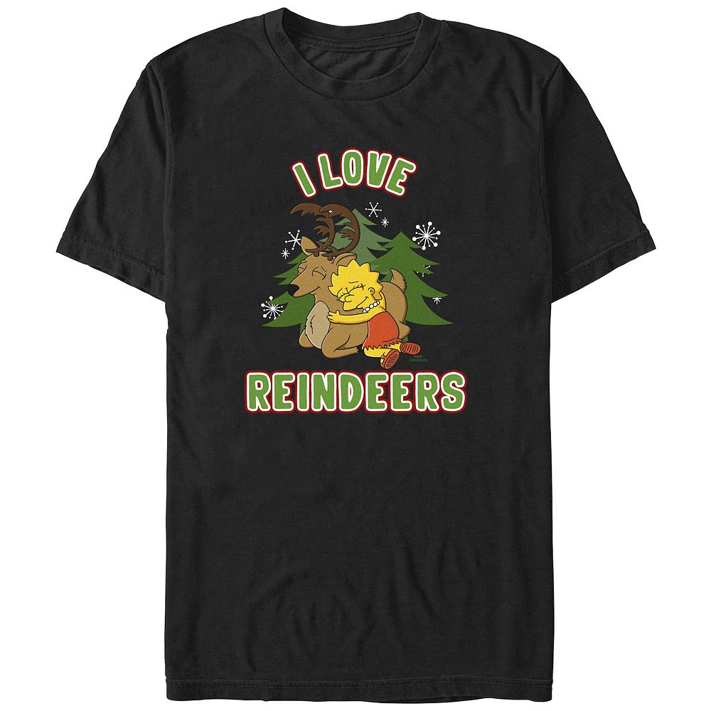 Big & Tall The Simpsons Lisa I Love Reindeers Graphic Tee