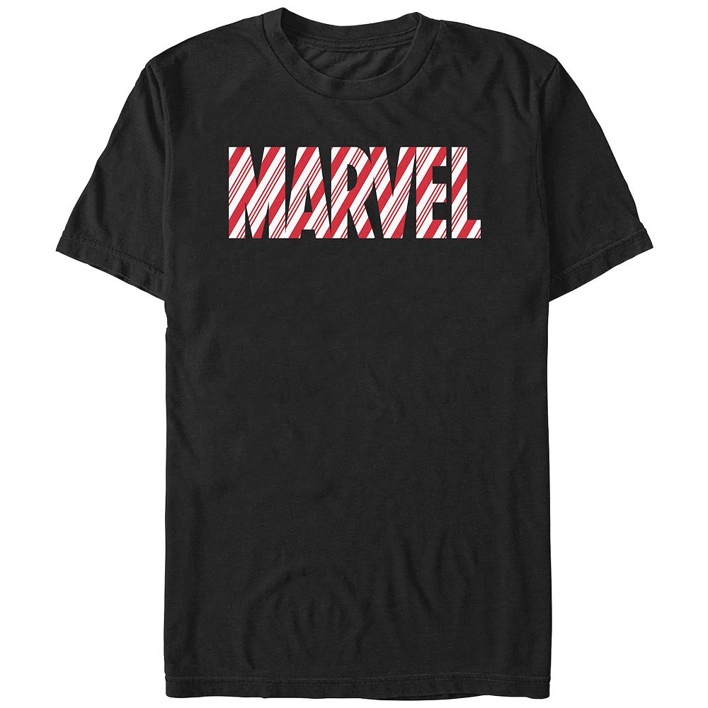 Men's Marvel Candy Cane Print Logo Graphic Tee
