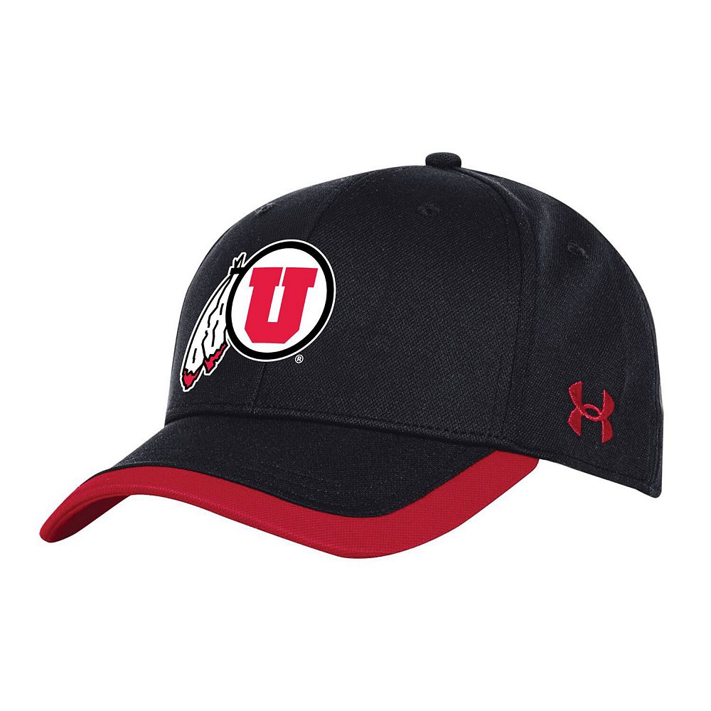 Men's Under Armour Black Utah Utes Sideline Blitzing Accent Flex Hat