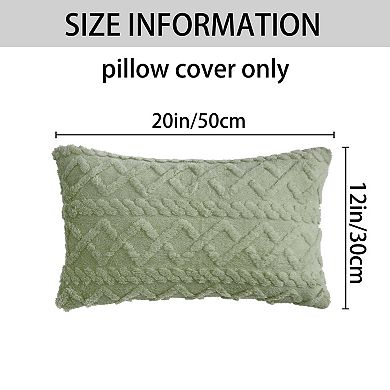 Short Plush Throw Solid Striped Soft Pillow Covers