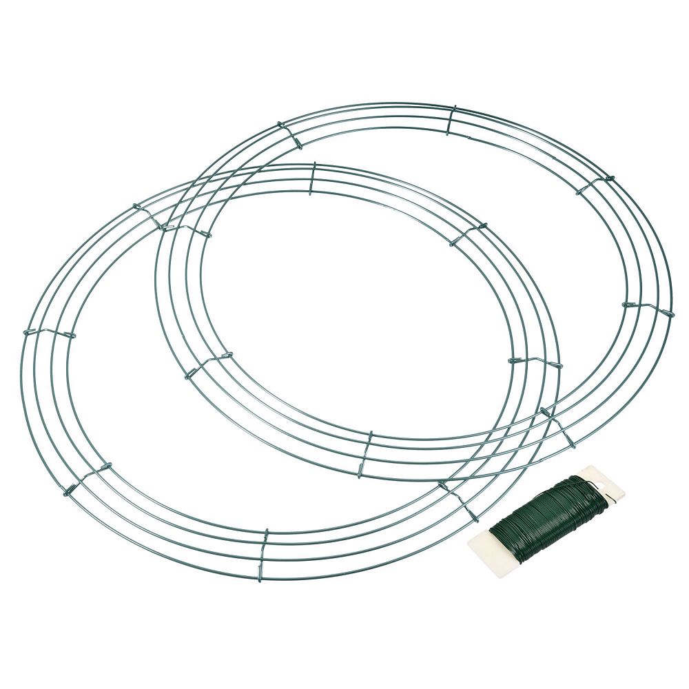 16" Metal Wire Wreath Frame 2 Pack With 1 Roll Flexible Paddle Wire For ...