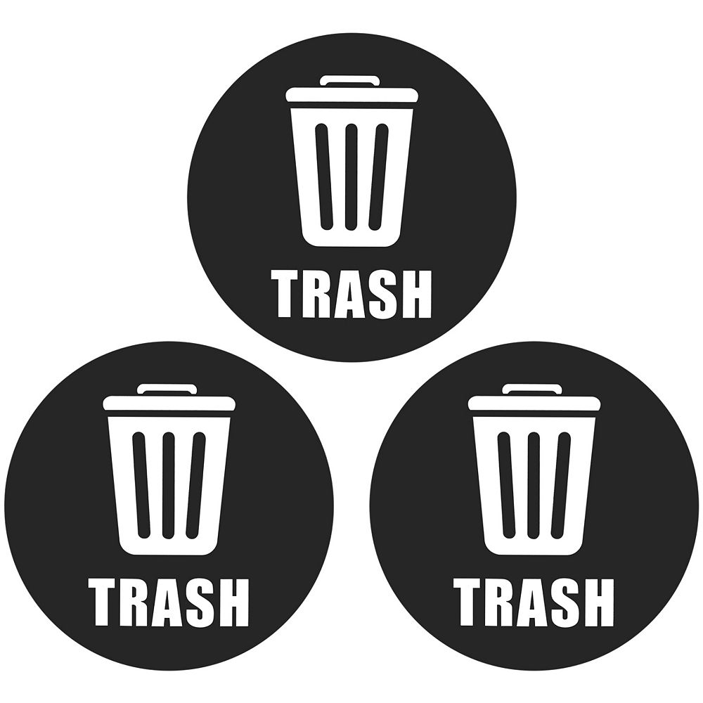 Trash Stickers Decals Bin Labels 5" Large Vinyl For Trash Can, Black ...