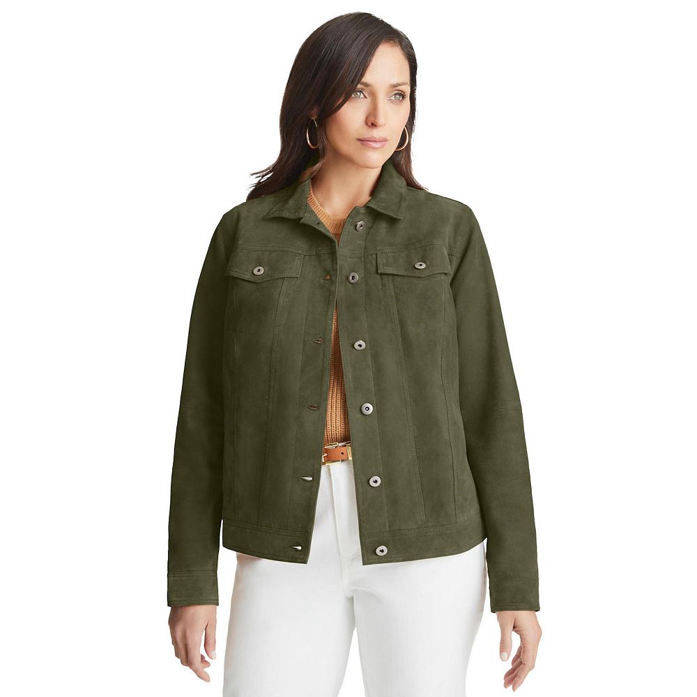 Jessica London Women's Plus Size Suede Jean Jacket