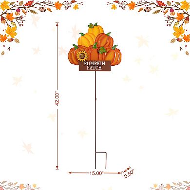 Glitzhome 42"h Fall Harvest Metal Pumpkins Stack Yard Sign With Stake