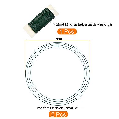 18" Metal Wire Wreath Frame 2 Pack With 1 Roll Flexible Paddle Wire For ...