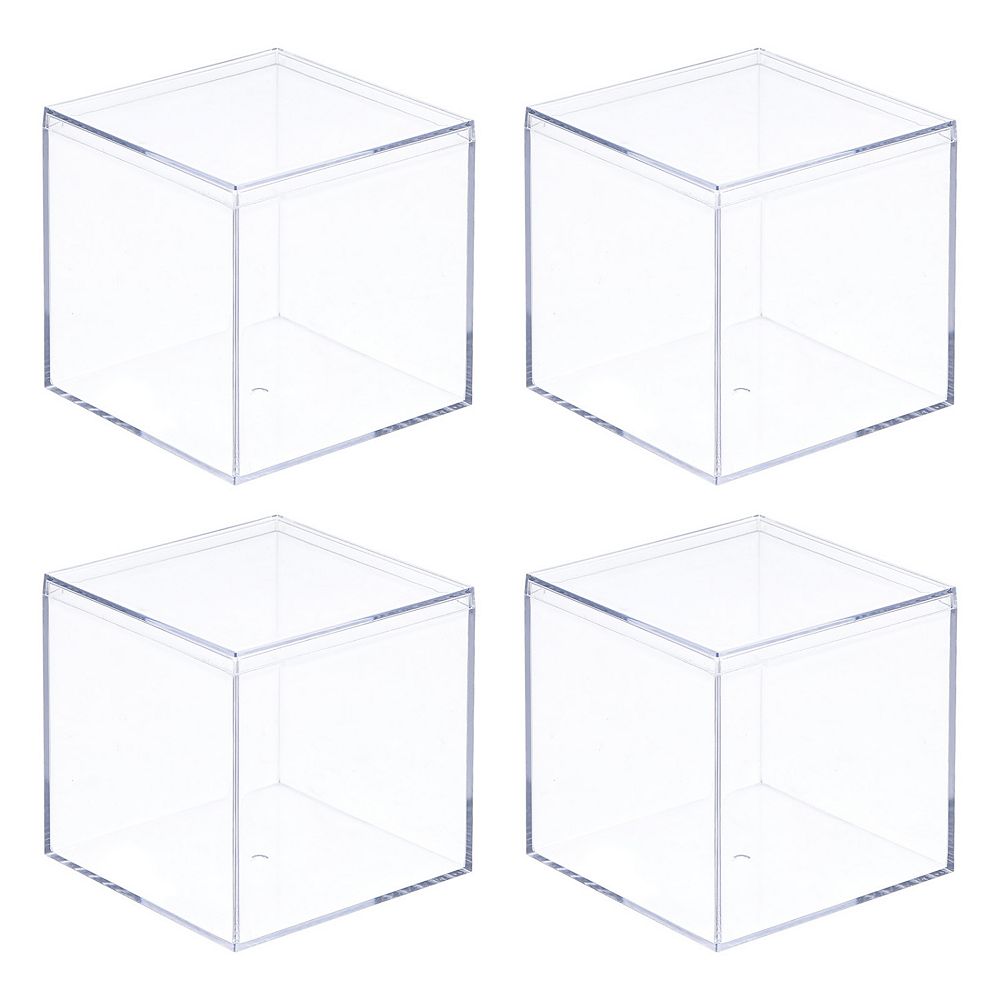 Clear Acrylic Plastic Storage Box Square Cube Display Case With Lid ...