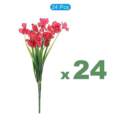 Artificial Flower Heads, Plastic Fake Plants Hydrangea Faux 24pcs