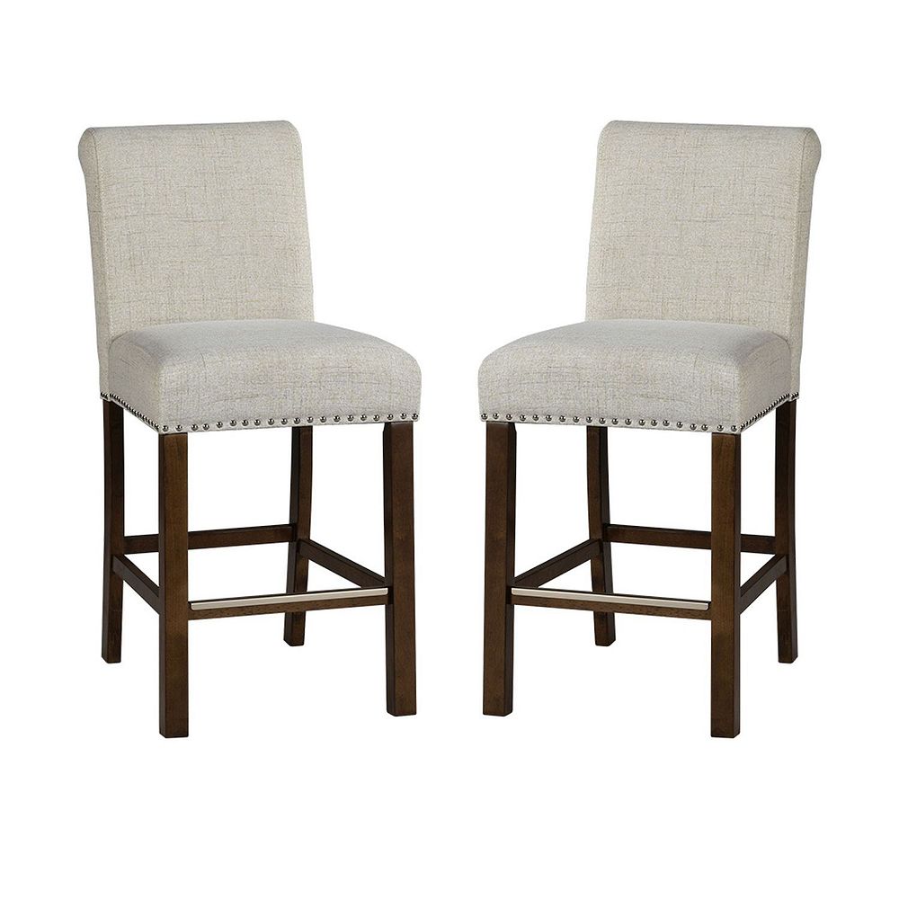 510 Design Aubrey Upholstered Counter Stool with Nailhead Trim Set of 2