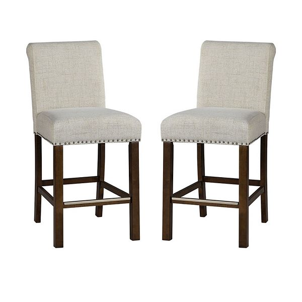 510 Design Aubrey Upholstered Counter Stool with Nailhead Trim Set of 2