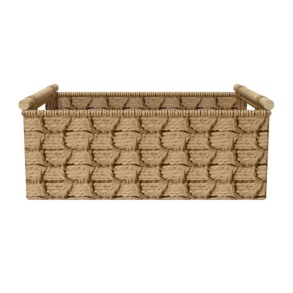 Zenna Home Rectangular Paper Cord Extra Large Storage Basket with Wood ...