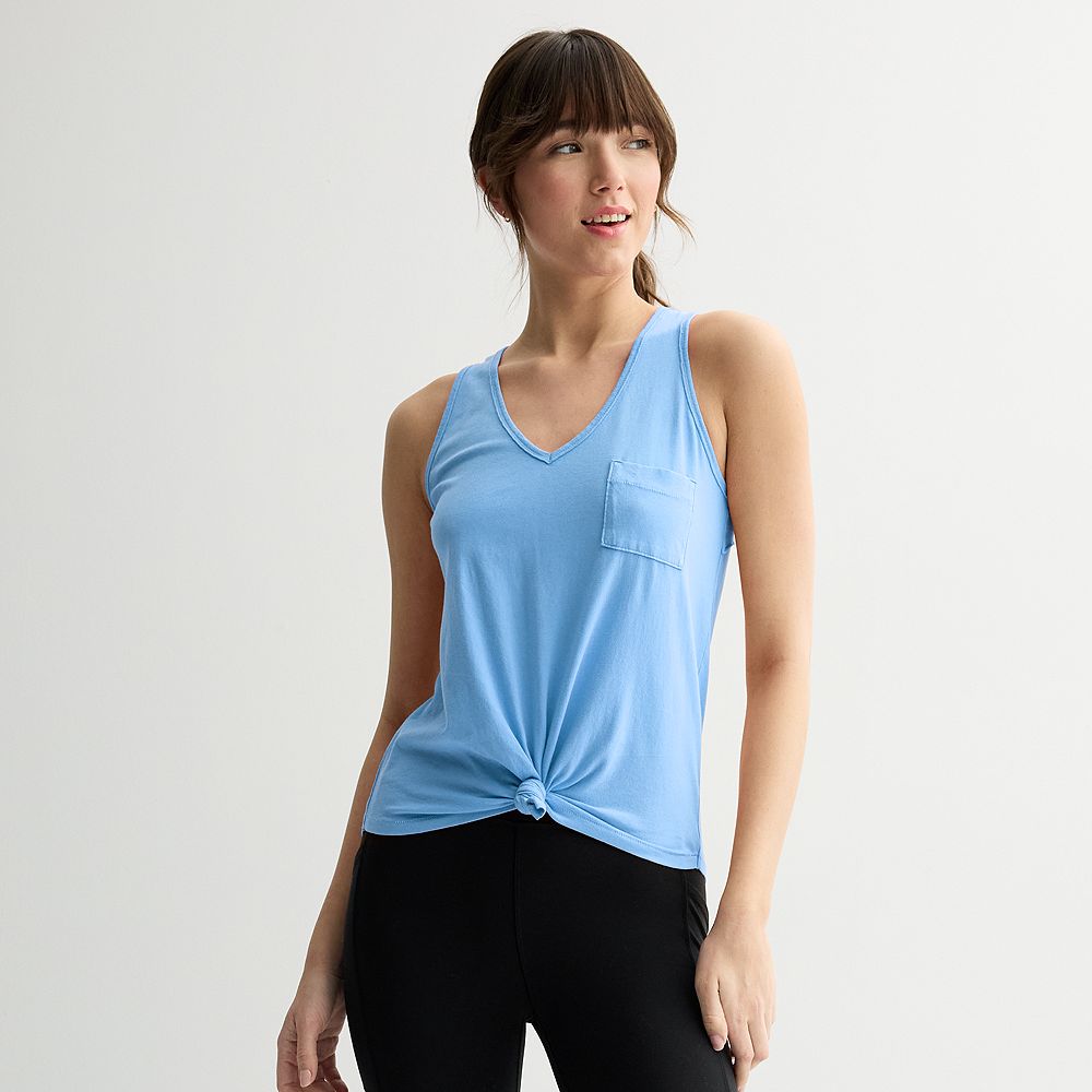 Juniors' SO® Relaxed V-Neck Pocket Tank Top
