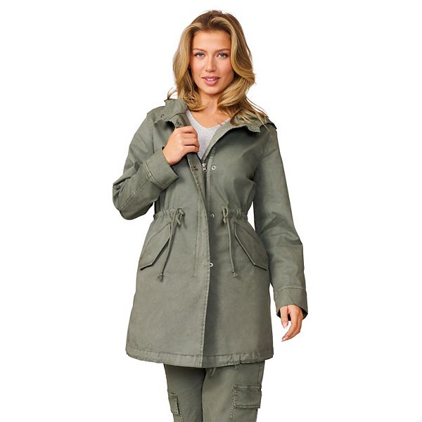 Women's Grey & Gray Hooded Cargo Jacket