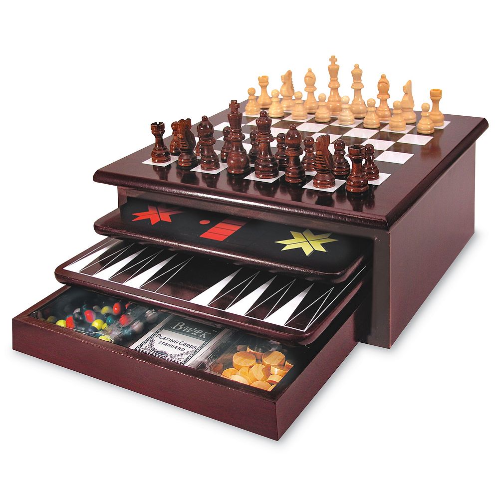 Collections Etc Deluxe 15-in-1 Tabletop Wooden Game Center With Storage ...