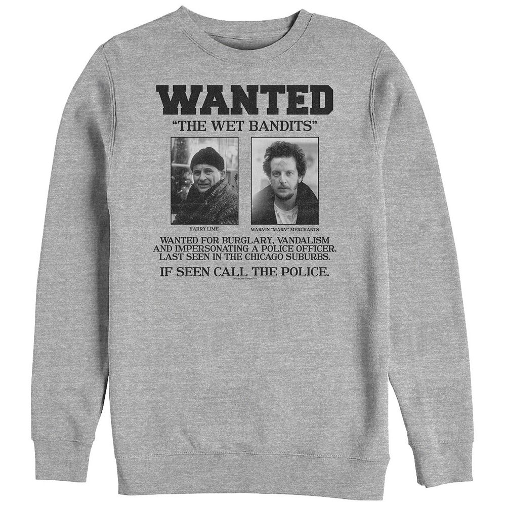 Men's Home Alone The Wet Bandits Wanted Sign Graphic Fleece
