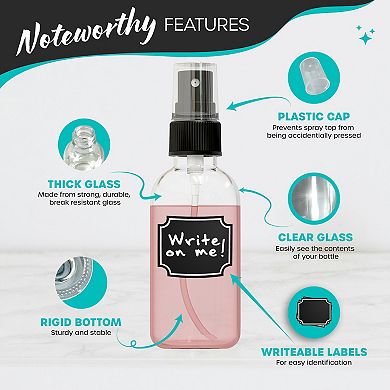 Nevlers 2 Oz Glass Spray Bottles (Set of 24) Includes Funnel, Brush ...