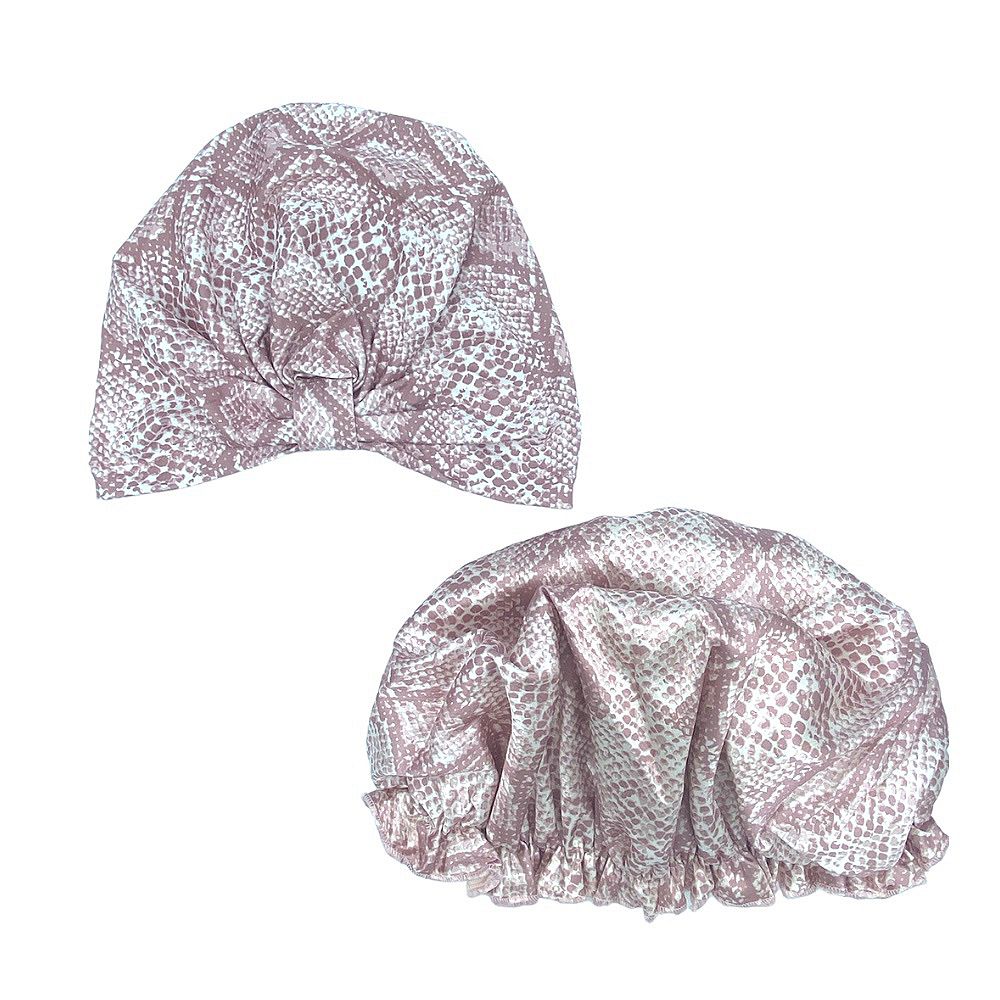 Women’s Snake Print Shower + Sleep Cap Set