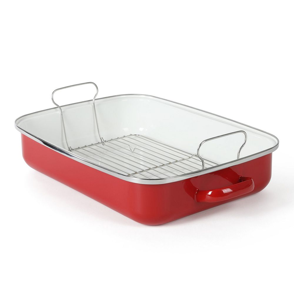 Martha Stewart Thayer 18 In. Enameled Steel Roasting Pan with Wire Rack