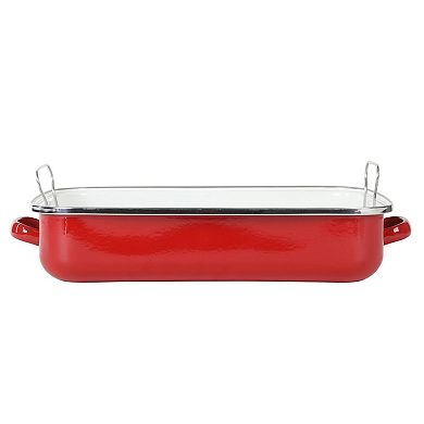 Martha Stewart Thayer 18 In. Enameled Steel Roasting Pan with Wire Rack