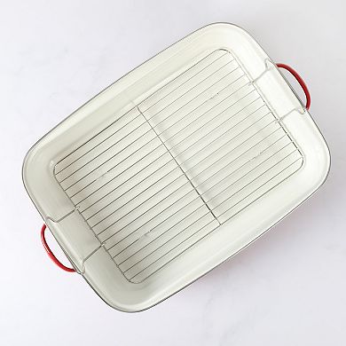 Martha Stewart Thayer 18 In. Enameled Steel Roasting Pan with Wire Rack