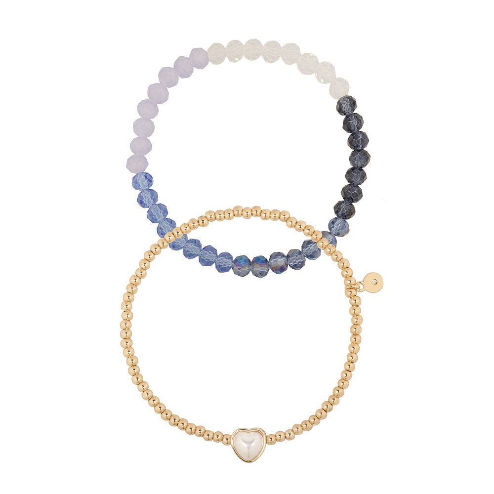 LC Lauren Conrad Gold Tone Ombre Beaded Stretch Bracelet Duo Set