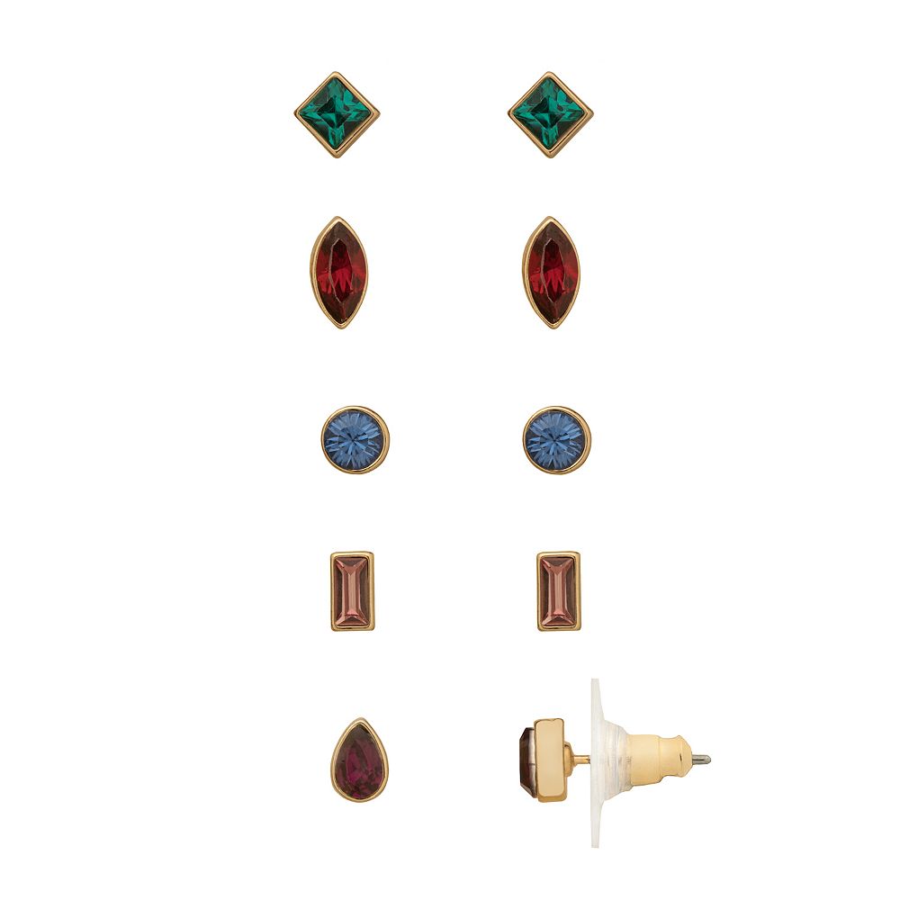 Emberly Gold Tone Multi Shape Stud Earring Set